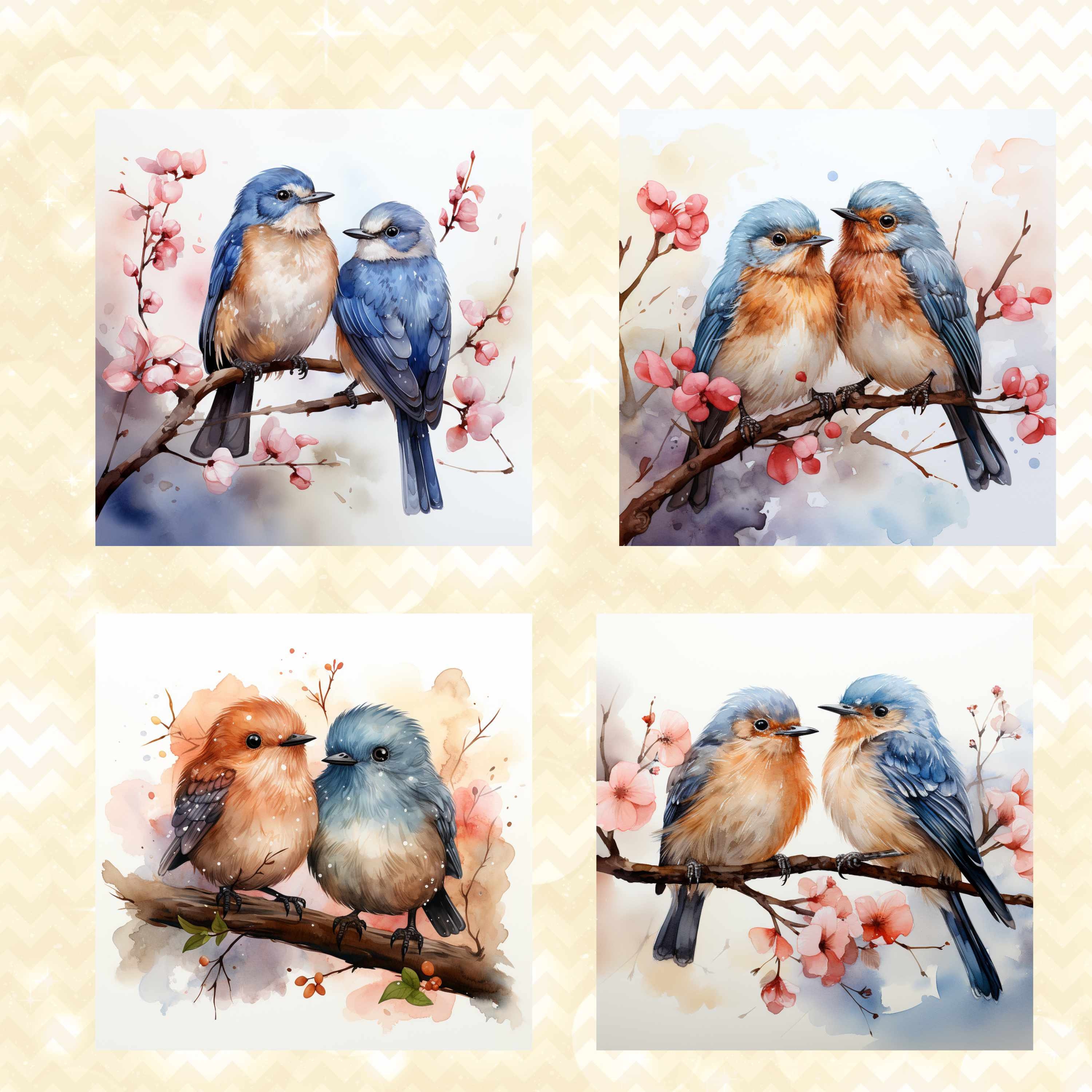12 Bird Friends Clipart Bundle, 12 High-quality JPG, Nursery Art, Card ...