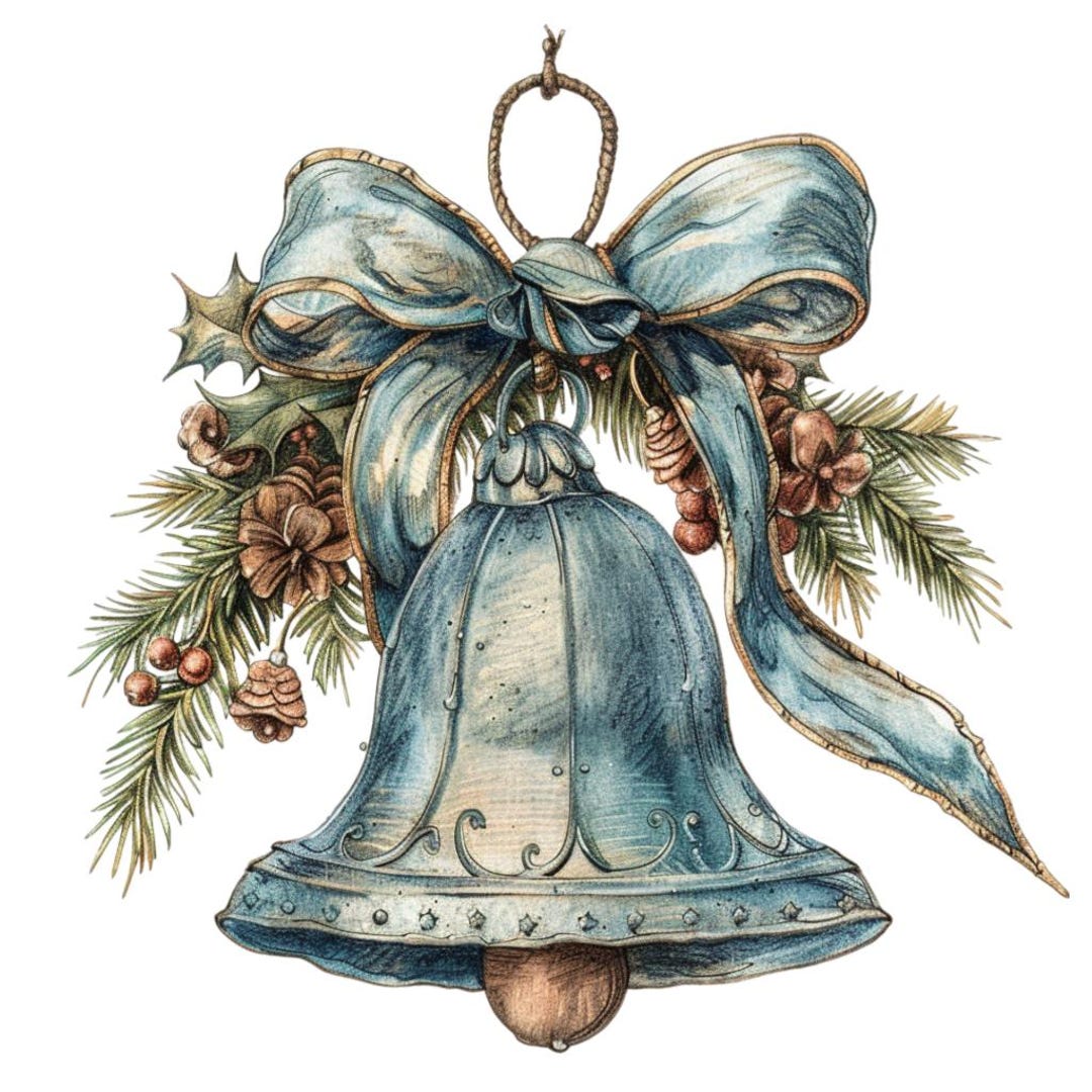 Christmas Bell With Bow Clipart Bundle, 16 High-quality JPG, Craft Art ...