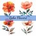 Boho Orange Teal Flowers Clipart Bundle, 16 High-quality JPG, Craft Art ...