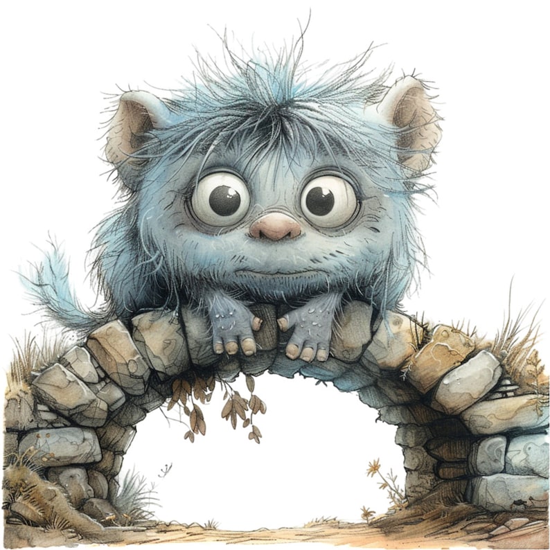 12 Cute Troll and Bridge Clipart Bundle, 12 High-quality JPG, Craft Art ...