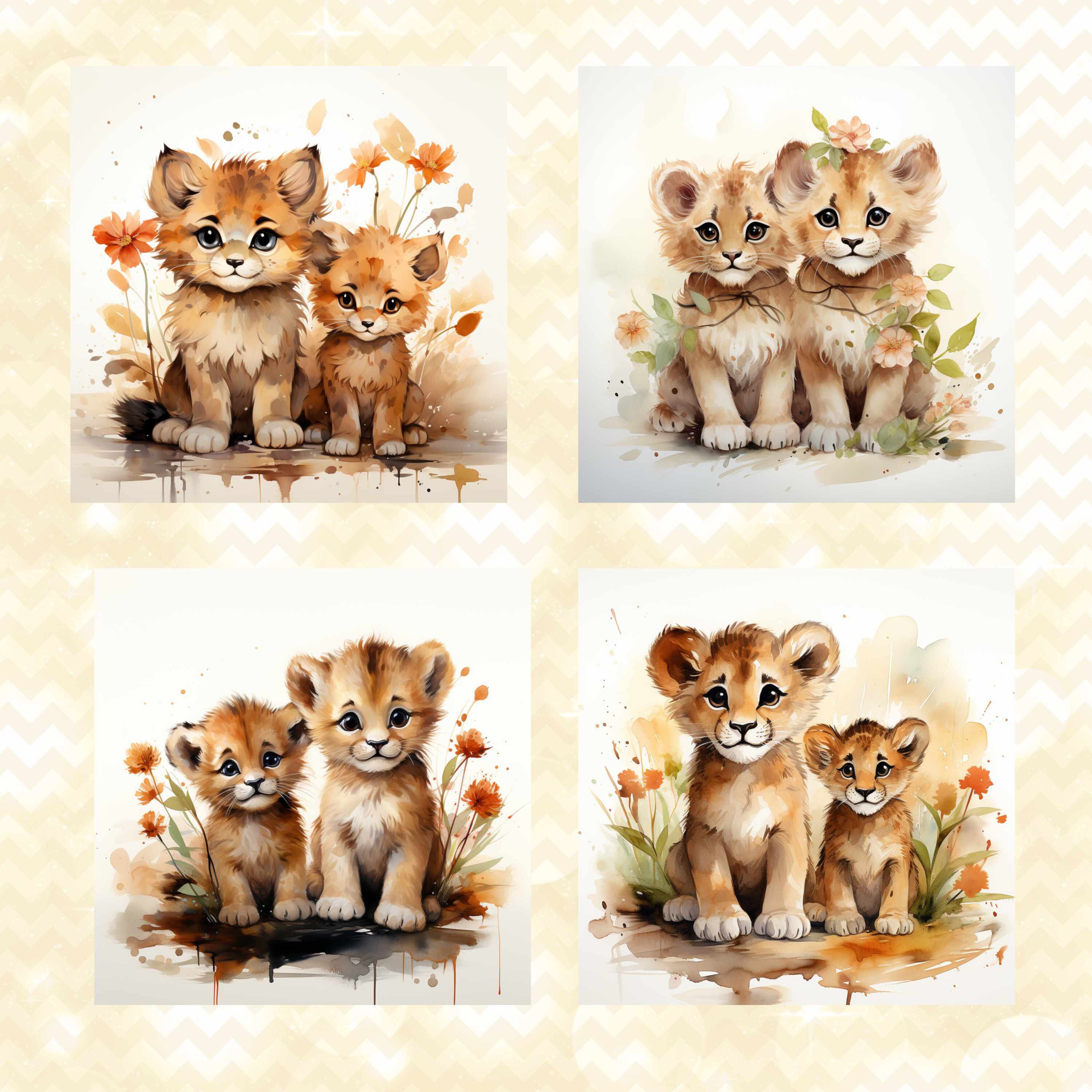 16 Lion Friends With Flowers Clipart Bundle 16 High-quality - Etsy