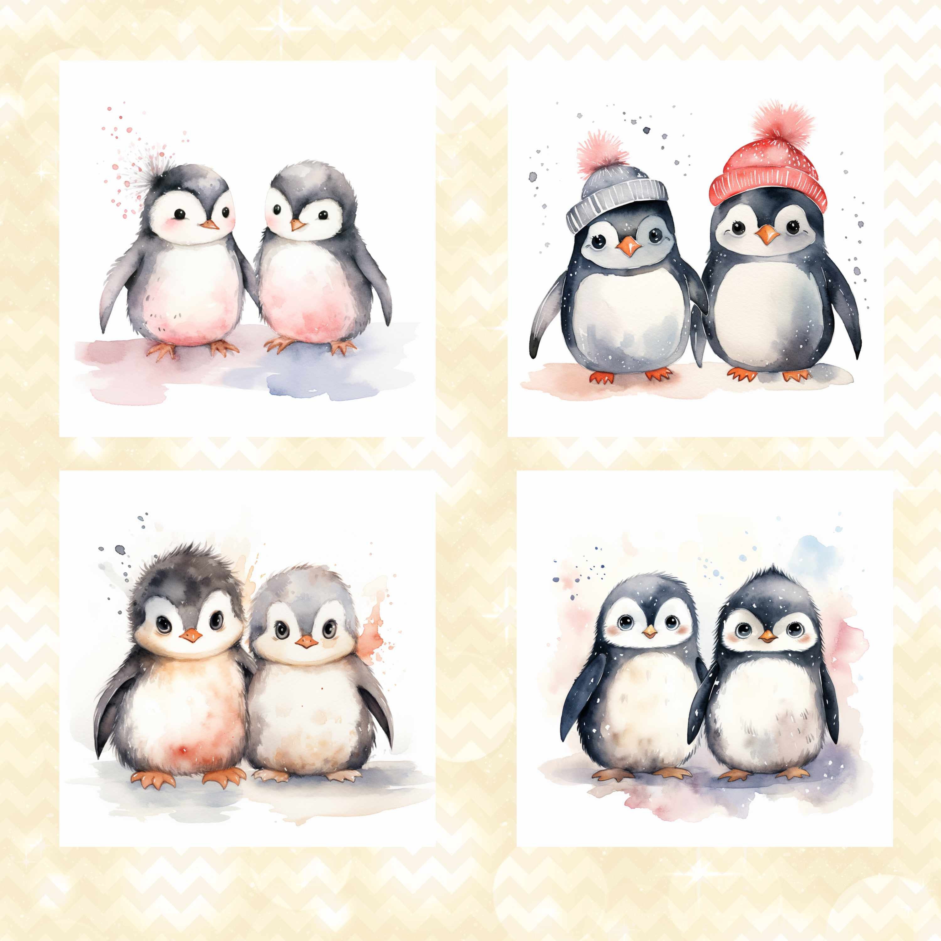 16 Winter Penguin Friends Clipart Bundle, 16 High-quality JPG, Nursery ...