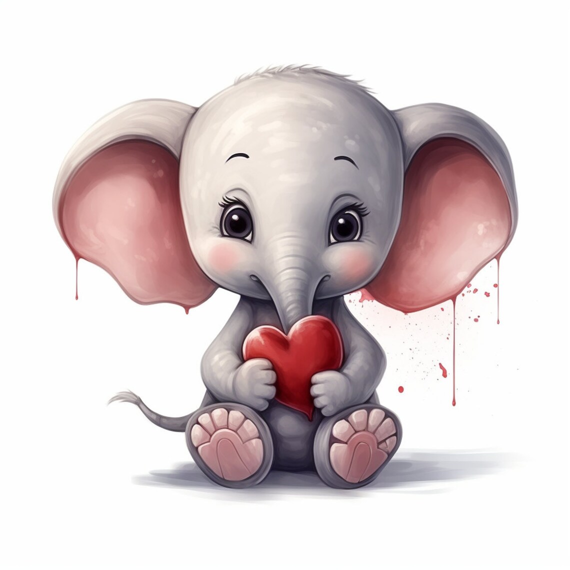 12 Valentine Elephant Clipart Bundle, High-quality JPG, Craft Art, Card ...