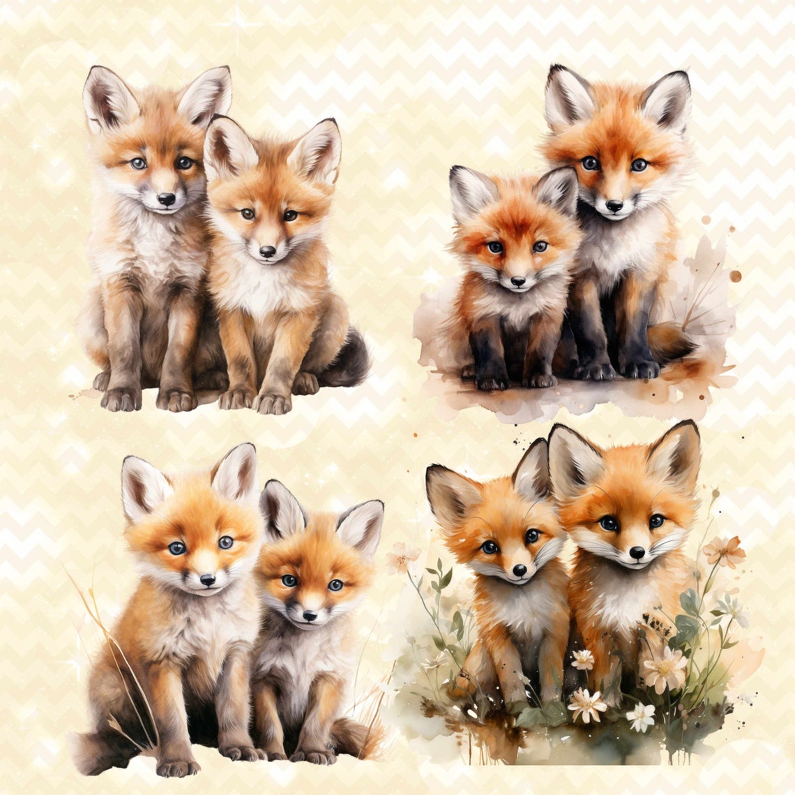 16 Cute Fox Friends Clipart Bundle High-quality PNG Nursery - Etsy