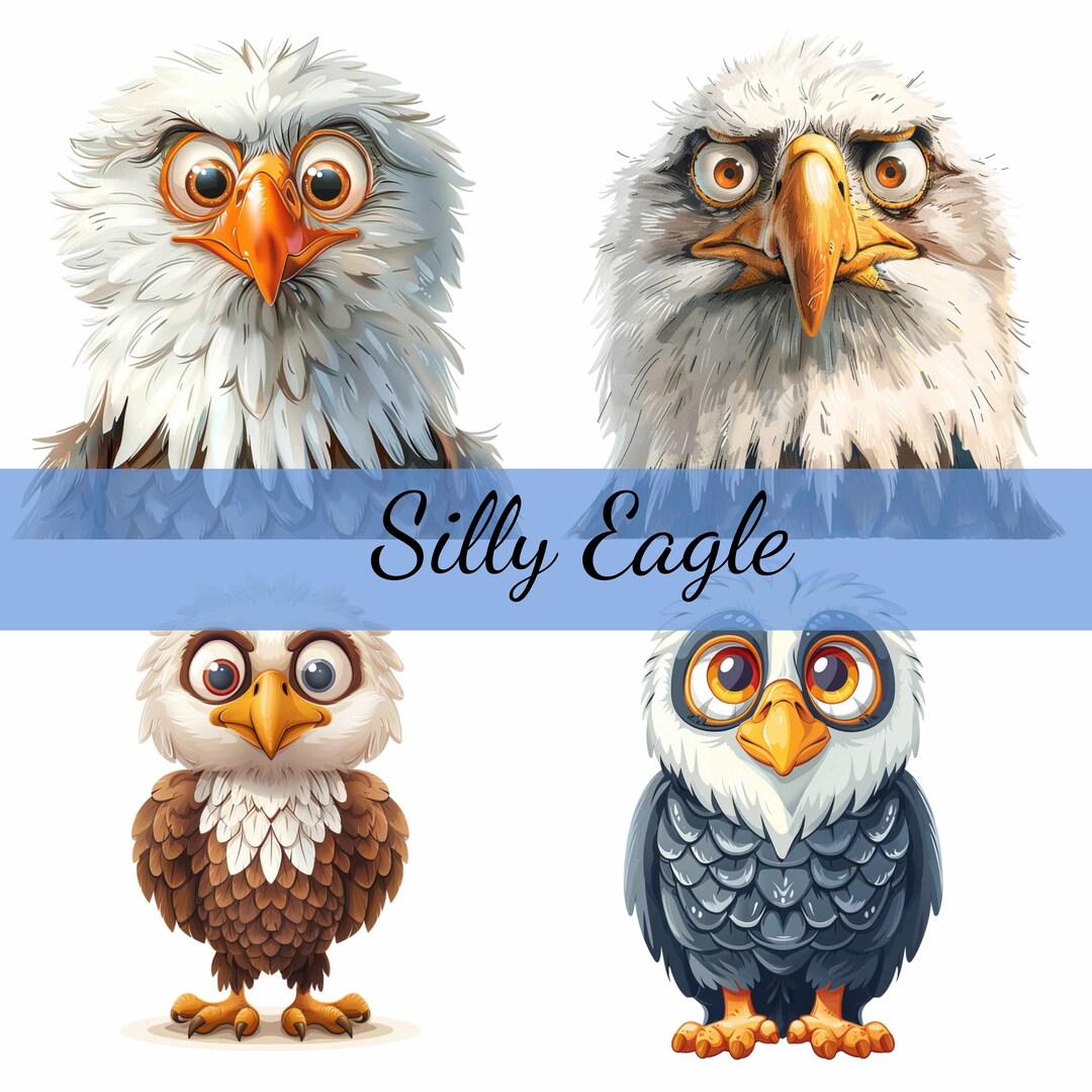 15 Silly Quirky Eagles Clipart Bundle, 15 High-quality JPG, Craft Art, Card Making, Clip Art ...