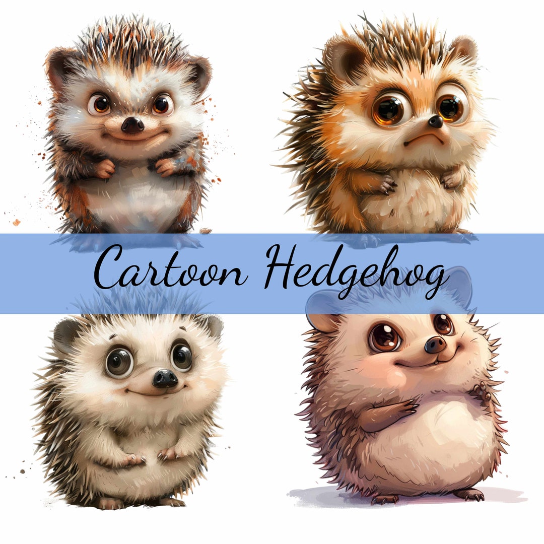 15 Cute Quirky Cartoon Hedgehog Clipart Bundle, 15 High-quality JPG ...