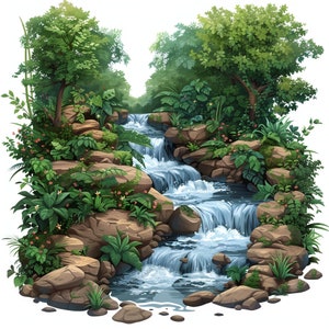 Rockey Forest Stream Clipart Bundle, 16 High-quality JPG, Craft Art ...