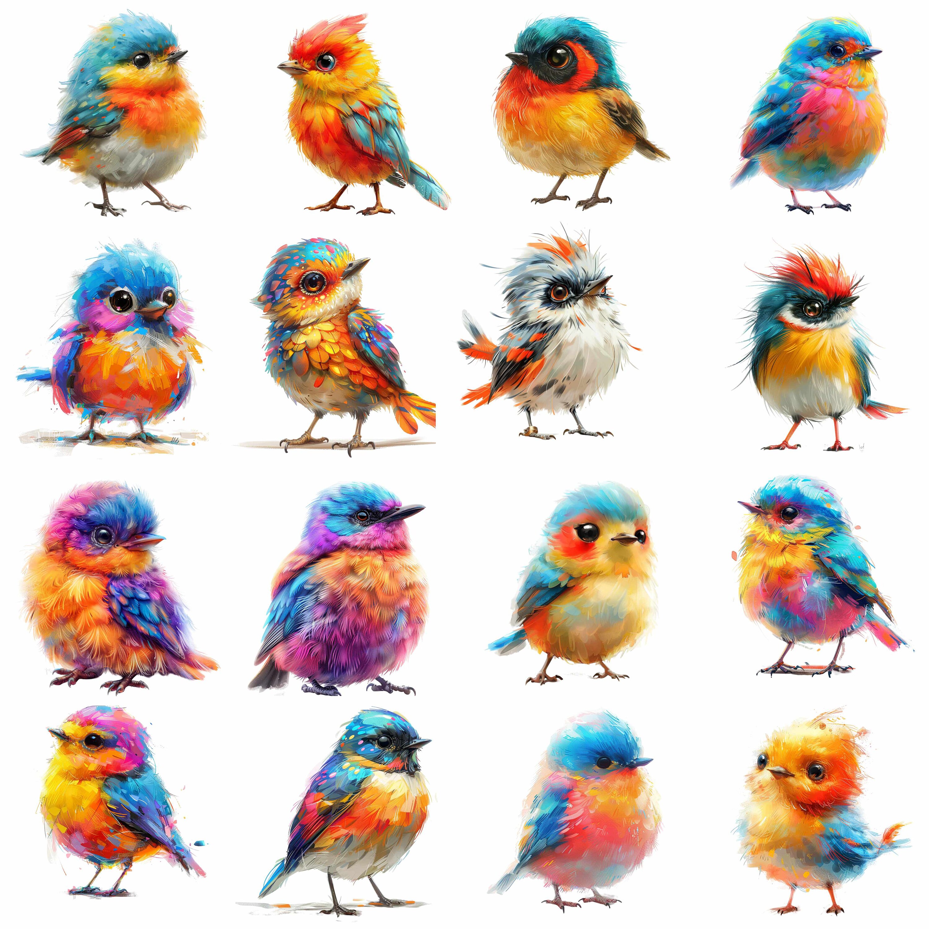 Colorful Bird Clipart Bundle, 16 High-quality JPG, Craft Art, Card ...