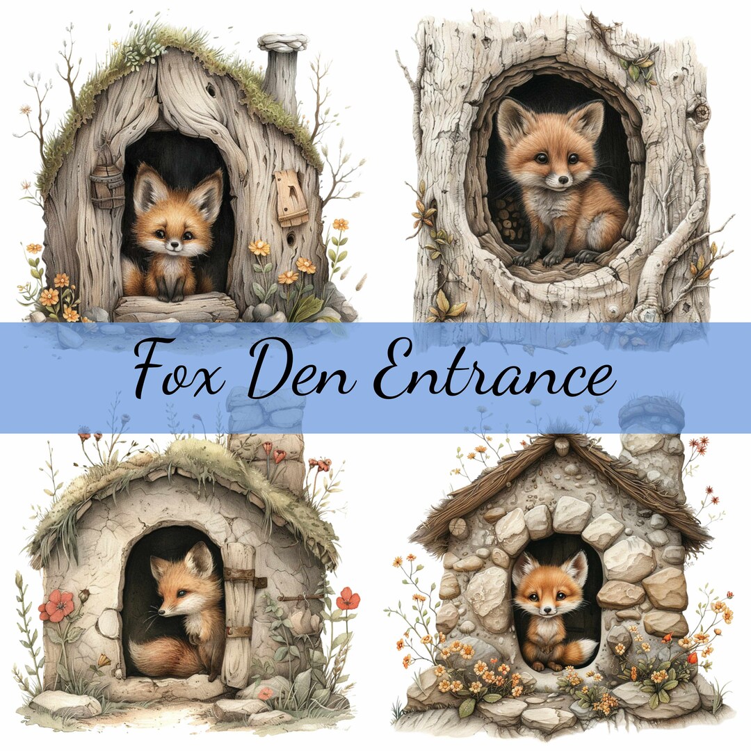 16 Fox House Den Clipart Bundle, 16 High-quality JPG, Craft Art, Card ...