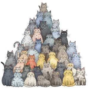 Cat Pyramid Clipart Bundle, 16 High-quality JPG, Craft Art, Card Making ...
