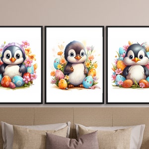 Easter Penguin W Easter Eggs Clipart Bundle, High-quality JPG, Craft ...