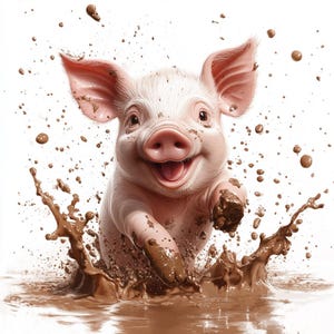 12 Pig in a Mud Puddle Clipart Bundle, High-quality JPG, Craft Art ...