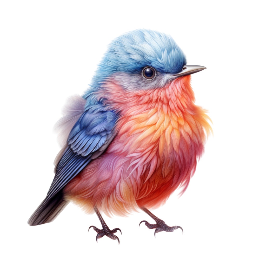 Puffy Fluffy Rainbow Birds Clipart Bundle, High-quality JPG, Craft Art ...