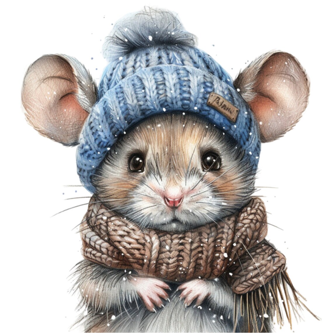 16 Winter Mouse With Scarf and Hat Clipart Bundle, 16 High-quality JPG ...