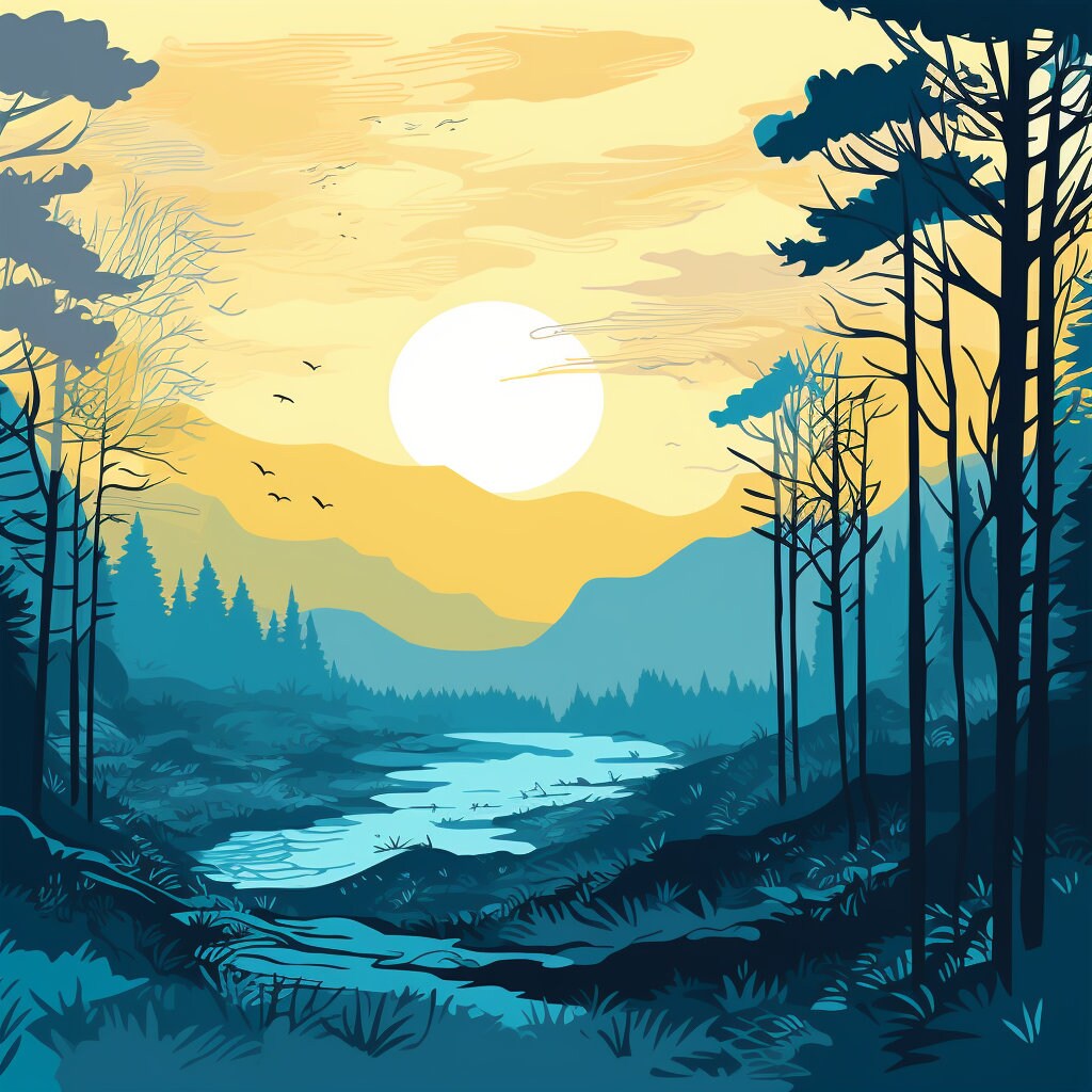 Forest Sunrise Background Clipart Bundle, High-quality JPG, Craft Art ...