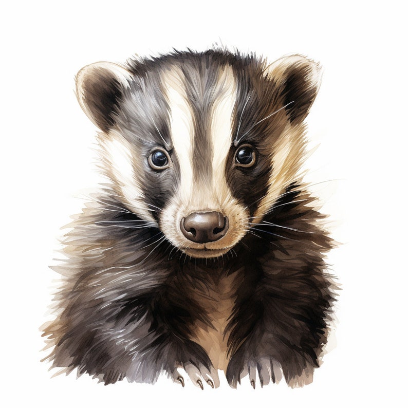 16 Wild Badger Clipart Bundle, High-quality JPG, Craft Art, Card Making ...