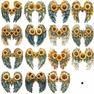 15 Angel Wings Sunflower Flower 15 Clipart Bundle, Transparent PNG ...