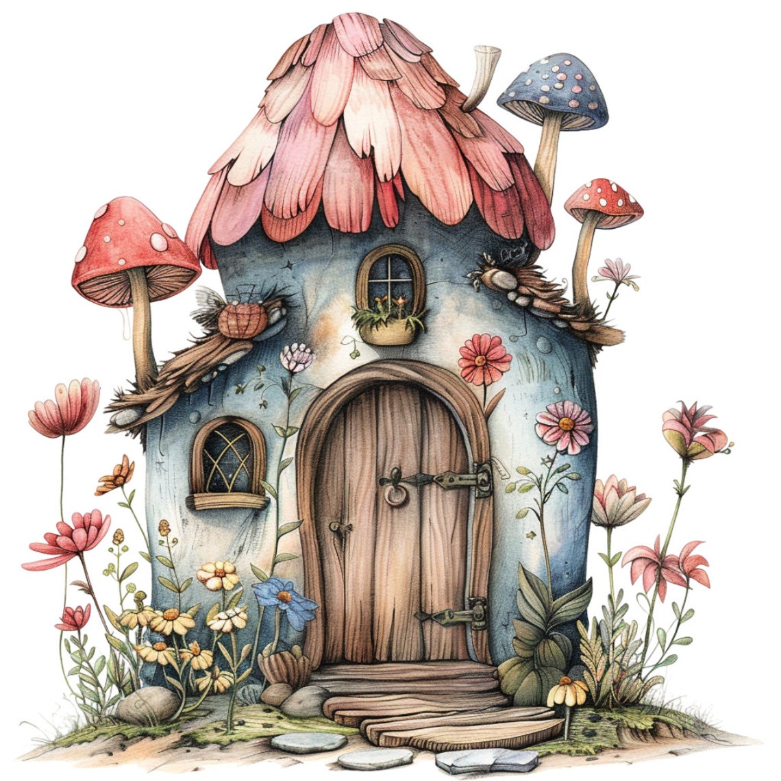 16 Small Fairy House Clipart Bundle, 16 High-quality JPG, Craft Art ...