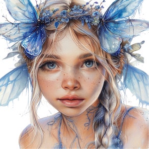 Blue Fairy Princess Clipart Bundle, 16 High-quality JPG, Craft Art ...