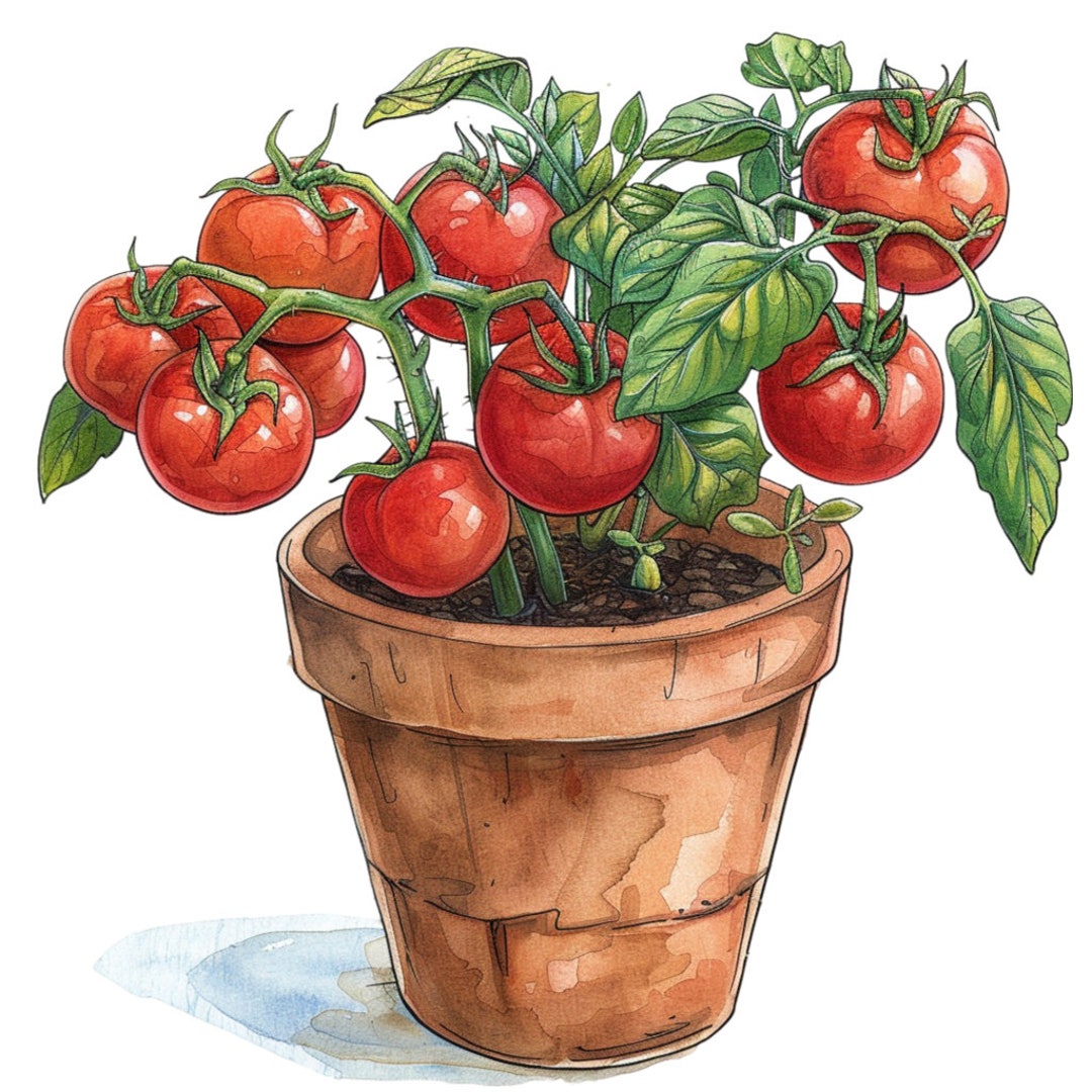 Tomato Plants in Pots Clipart Bundle, 16 High-quality JPG, Craft Art ...