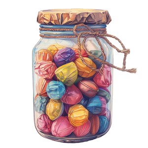 12 Hard Candy in a Glass Jarclipart Bundle, 12 High-quality JPG, Craft ...