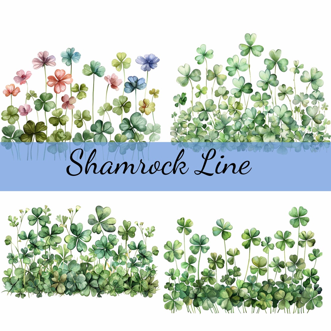 16 Shamrocks in a Line Clovers Clipart Bundle, 16 High-quality JPG ...