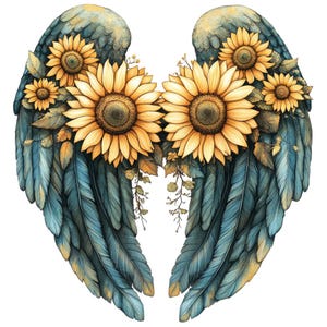 15 Angel Wings Sunflower Flower 15 Clipart Bundle, Transparent PNG ...