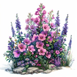 Flower Garden Clump Clipart Bundle, 16 High-quality JPG, Craft Art ...