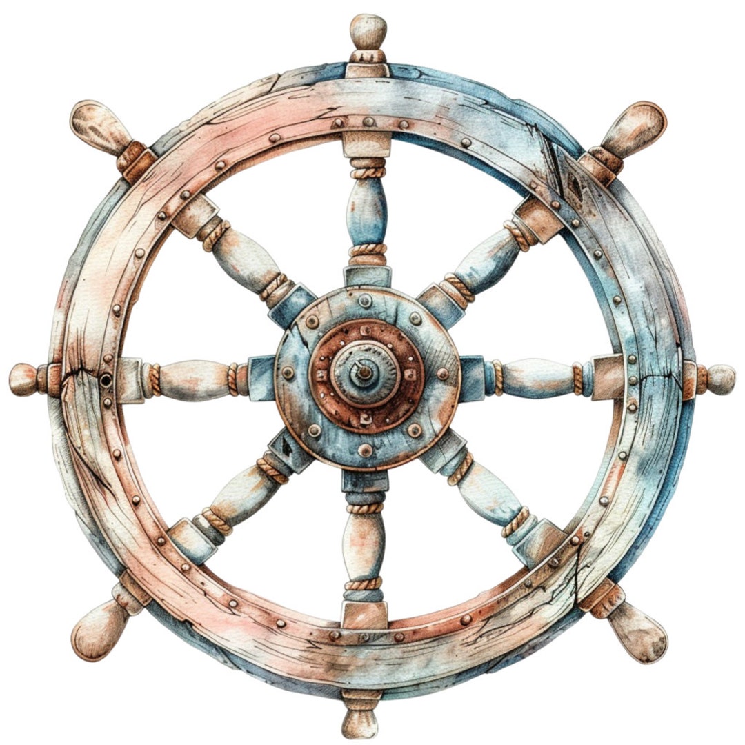 Ships Wheel Pastel Clipart Bundle, 16 High-quality JPG, Craft Art, Card ...