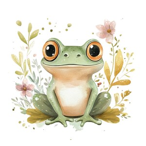 15 Cute Frog Boho Illustration Clipart Bundle, Transparent PNG Download ...