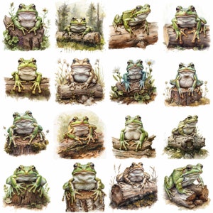 16 Frog on a Log Clipart Bundle, 16 High-quality JPG, Craft Art, Card ...