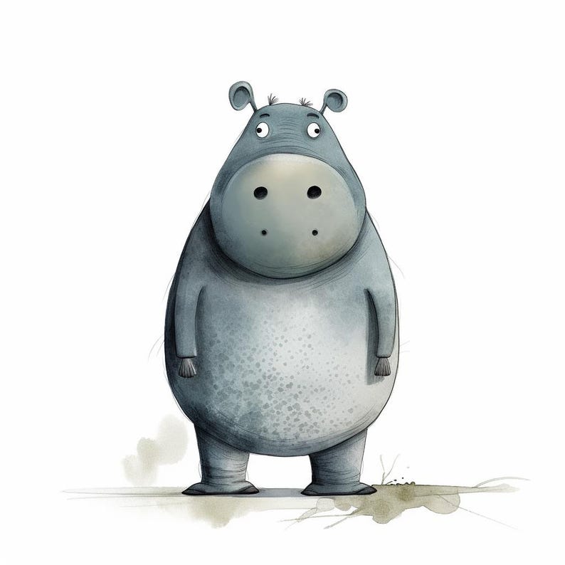 14 Cute Funny Hippos Clipart Bundle, High-quality JPG, Card Making ...