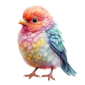 15 Puffy Fluffy Rainbow Birds Clipart Bundle, High-quality JPG, Craft ...