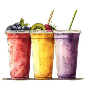 16 Fruit Smoothies Clipart Bundle, High-quality JPG, Craft Art, Card ...
