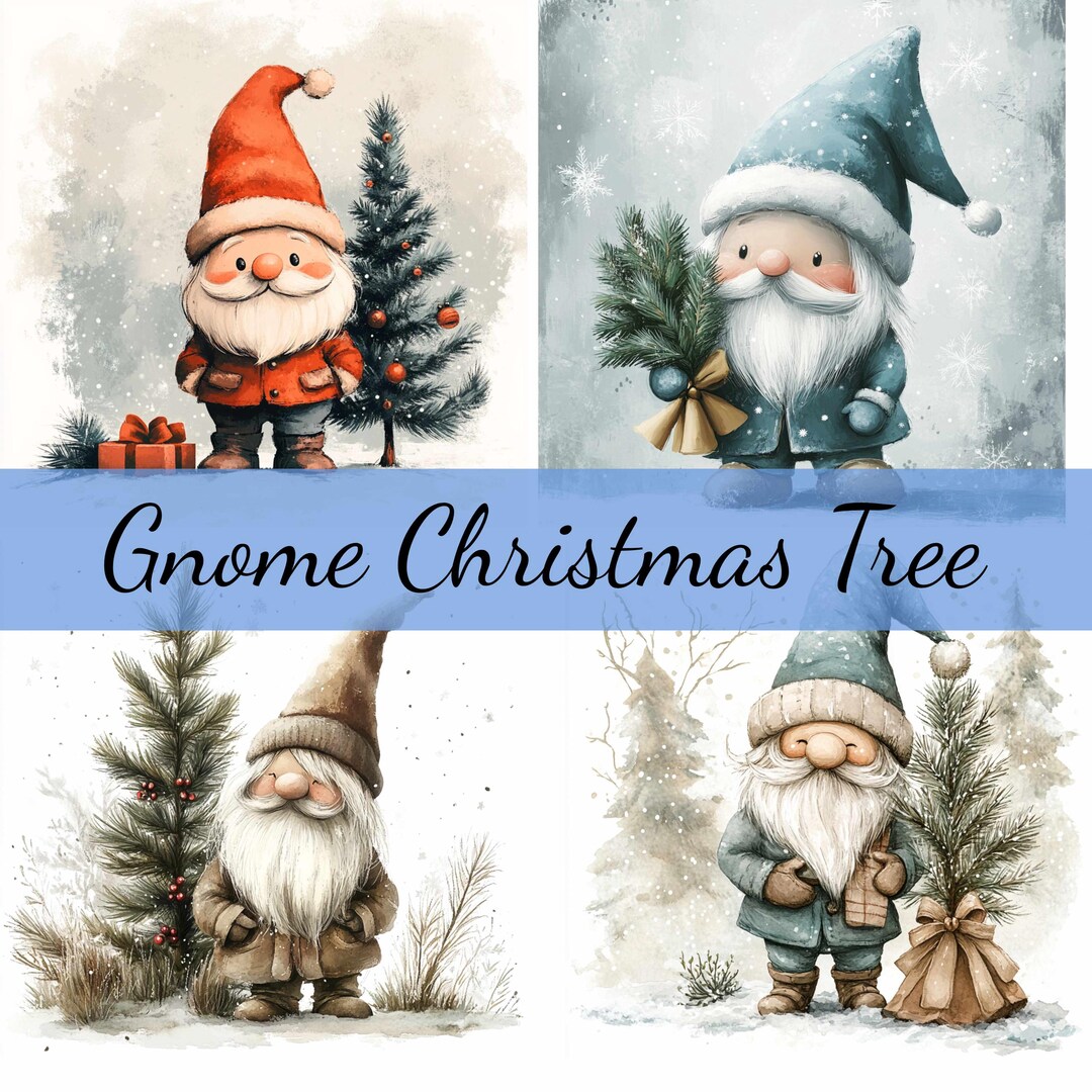 15 Christmas Gnome Pine Tree Clipart Bundle, 15 High-quality JPG, Craft ...