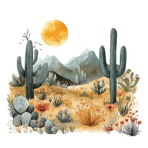 11 Folk Art Southwest Desert Cactus Clipart Bundle 11 Transparent PNG ...