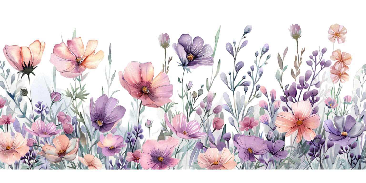 Wildflower Floral Frame Page Border Clipart Bundle, 15 High-quality JPG ...