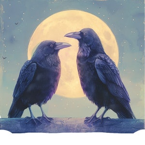 Crows in Love and Moon Clipart Bundle, 15 High-quality JPG, Craft Art ...