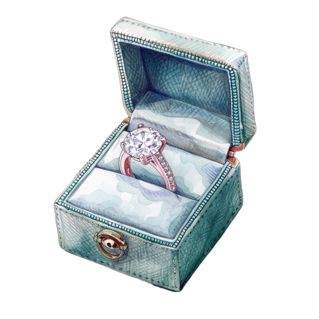 Engagement Ring in a Box Clipart Bundle, 16 High-quality JPG, Craft Art ...