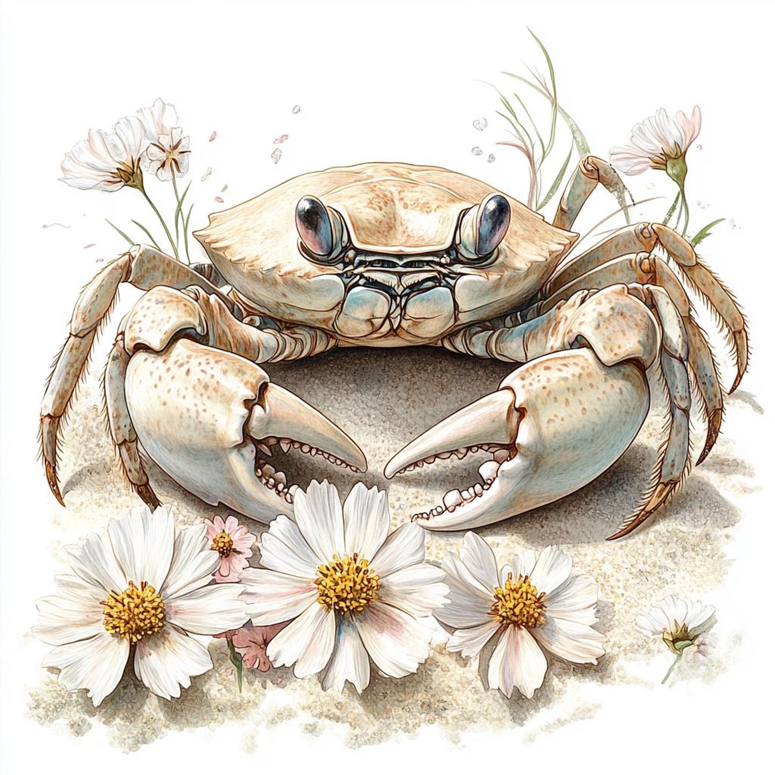 Sand Crab Sea Flowers Beach Sand Clipart Bundle, 11 High-quality JPG ...