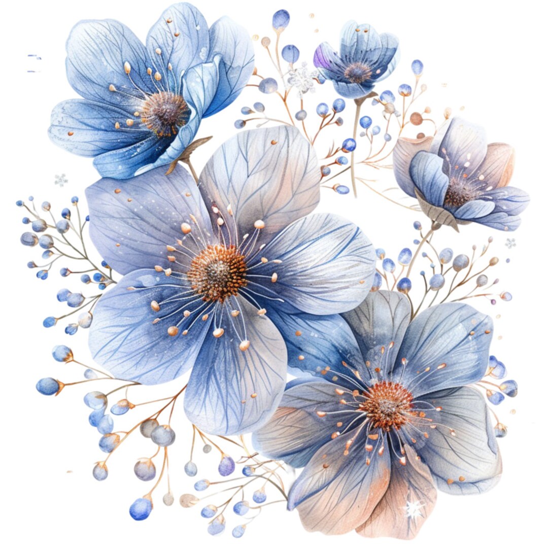 Abstract Glitter Shimmer Flowers Clipart Bundle, 16 High-quality JPG ...