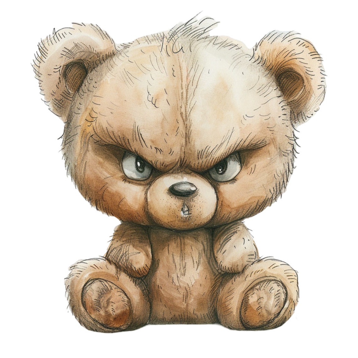 16 Grumpy Angry Teddy Bear Clipart Bundle, 16 High-quality JPG, Craft ...