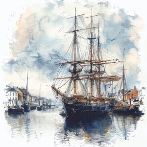 Victorian Harbor Clipart Bundle, 16 High-quality JPG, Craft Art, Card ...