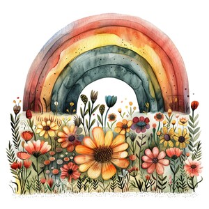 16 Rainbow With Flowers Clipart Bundle, 16 High-quality JPG, Craft Art ...
