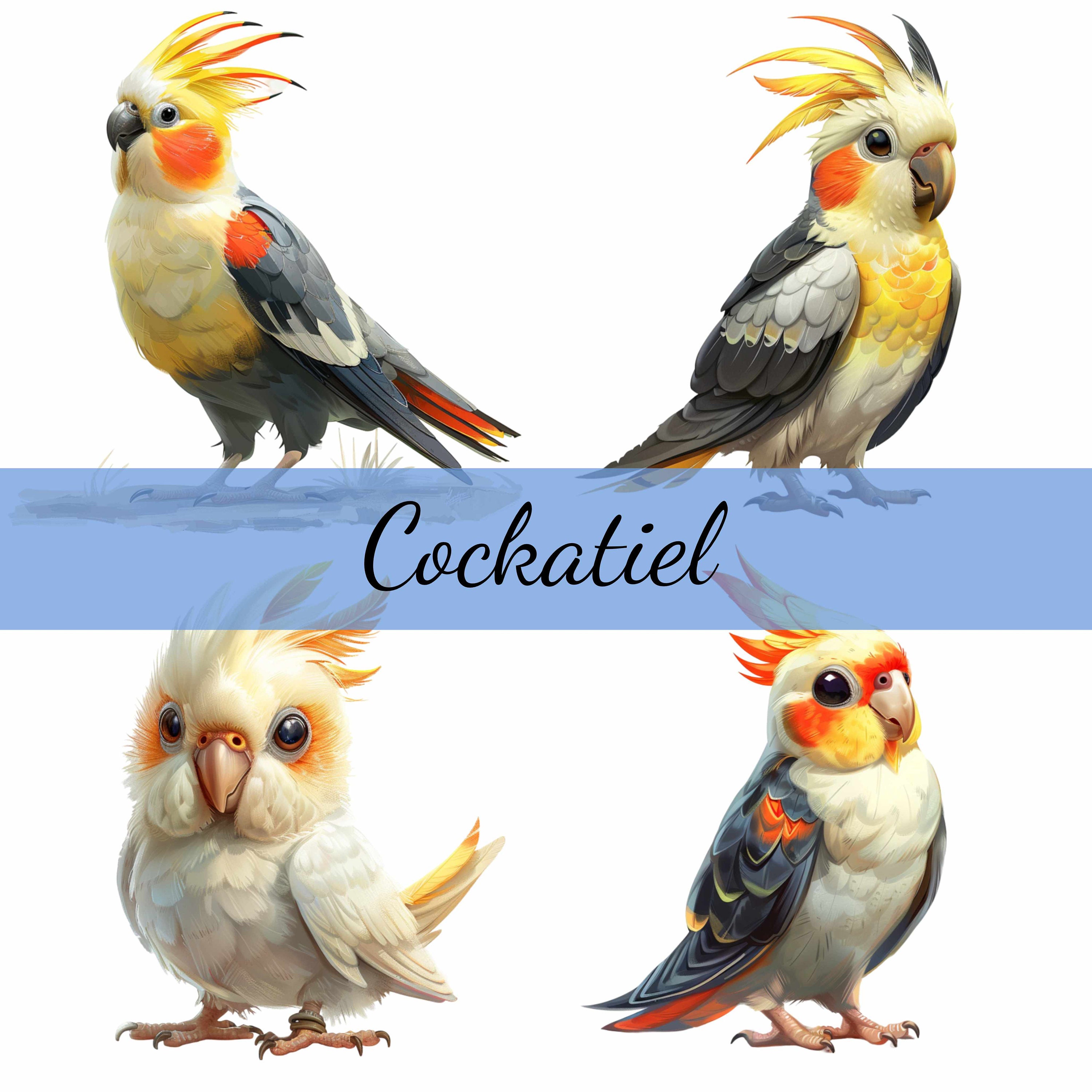 16 Cockatiel Bird Clipart Bundle, 16 High-quality JPG, Craft Art, Card ...