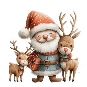 16 Santa and Reindeer Clipart Bundle, 16 High-quality JPG, Craft Art ...