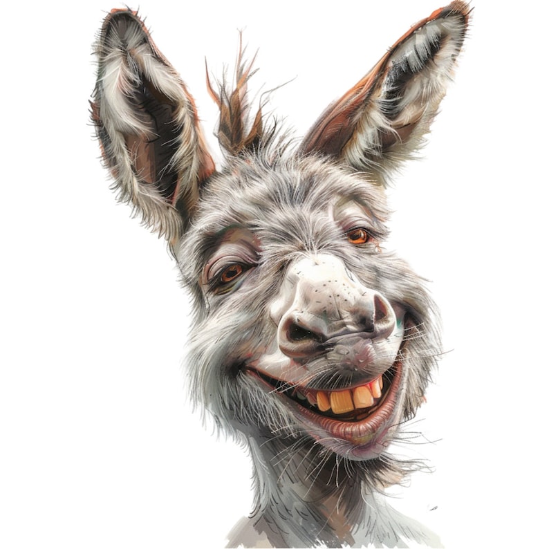 Cute Happy Laughing Donkey Clipart Bundle, 15 High-quality JPG, Craft ...