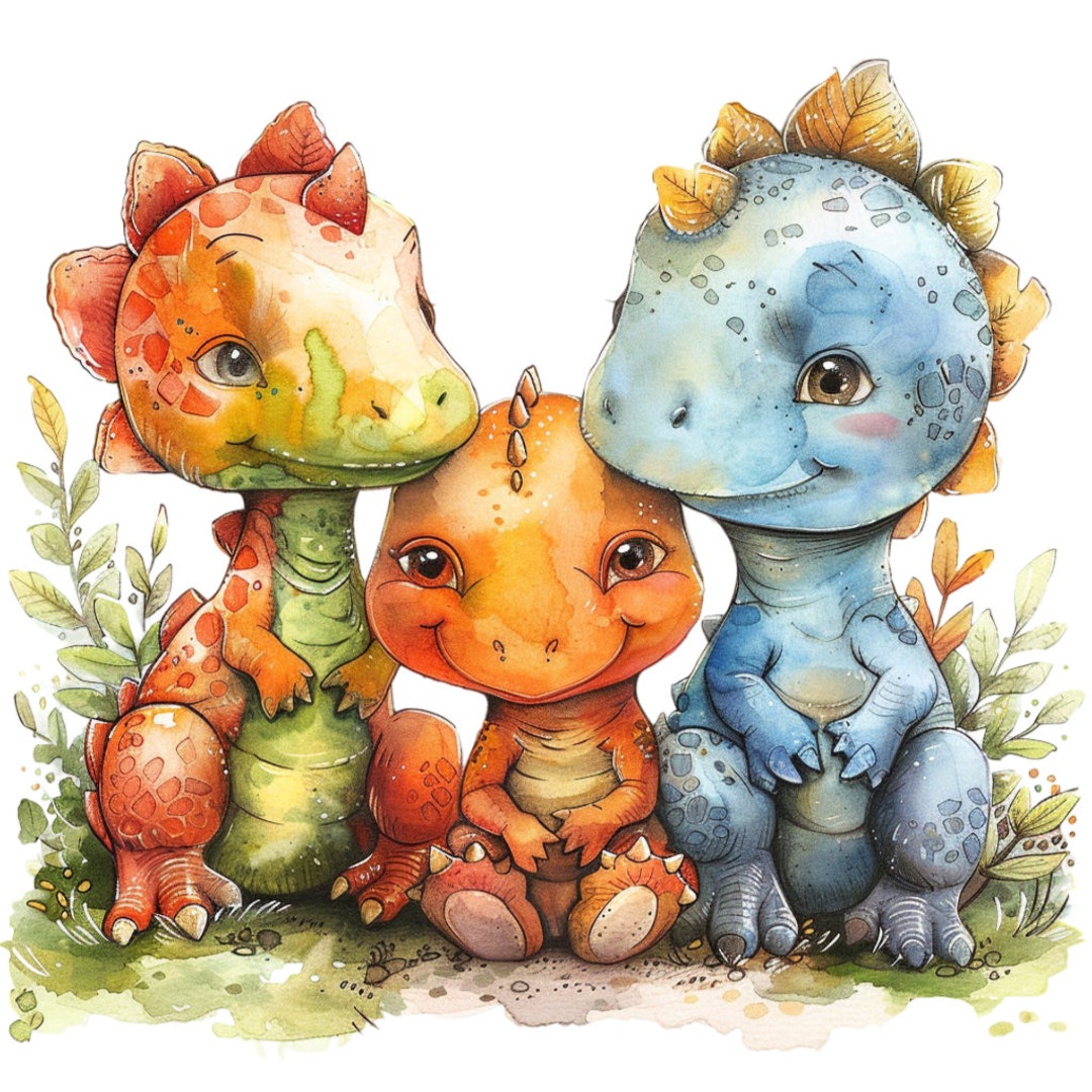 Cute Dinosaur Friends Clipart Bundle, 14 High-quality JPG, Craft Art ...