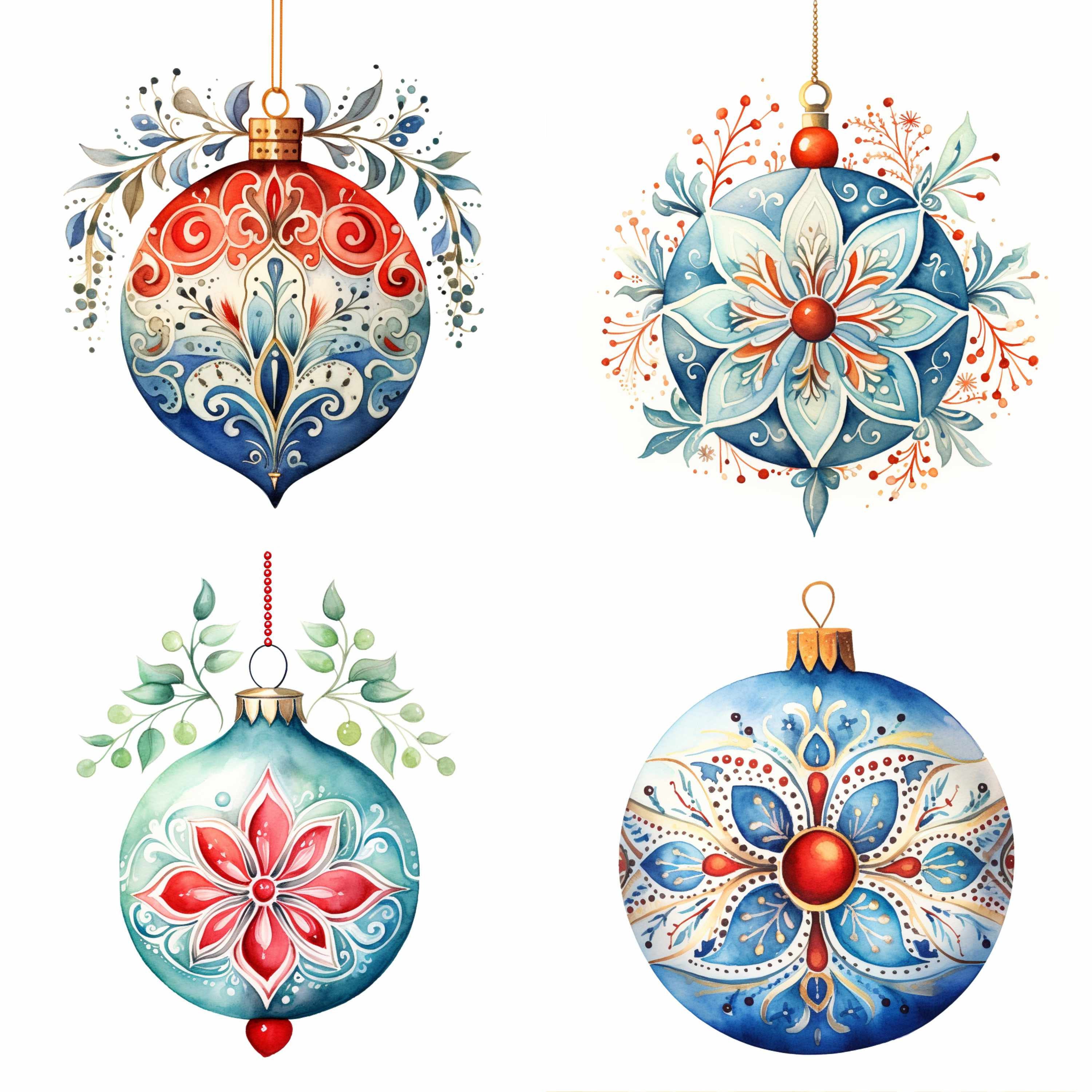 15 Boho Christmas Ornaments Clipart Bundle, High-quality JPG, Wall Art ...