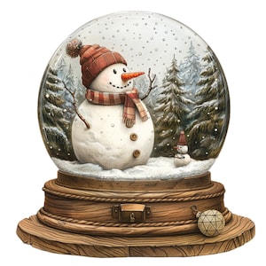 Snowman in a Snow Globe Clipart Bundle, 16 High-quality JPG, Craft Art ...